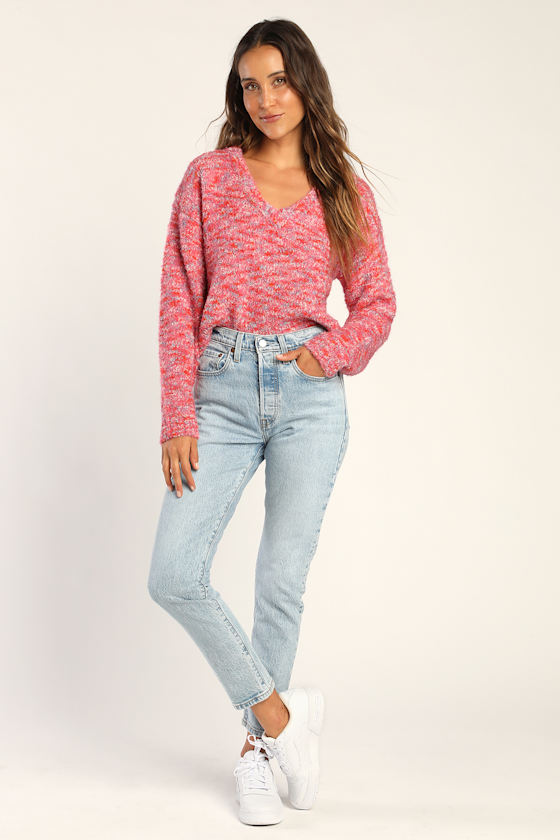 Pink Heather Sweater - Multicolored Sweater - Pullover Sweater - Lulus