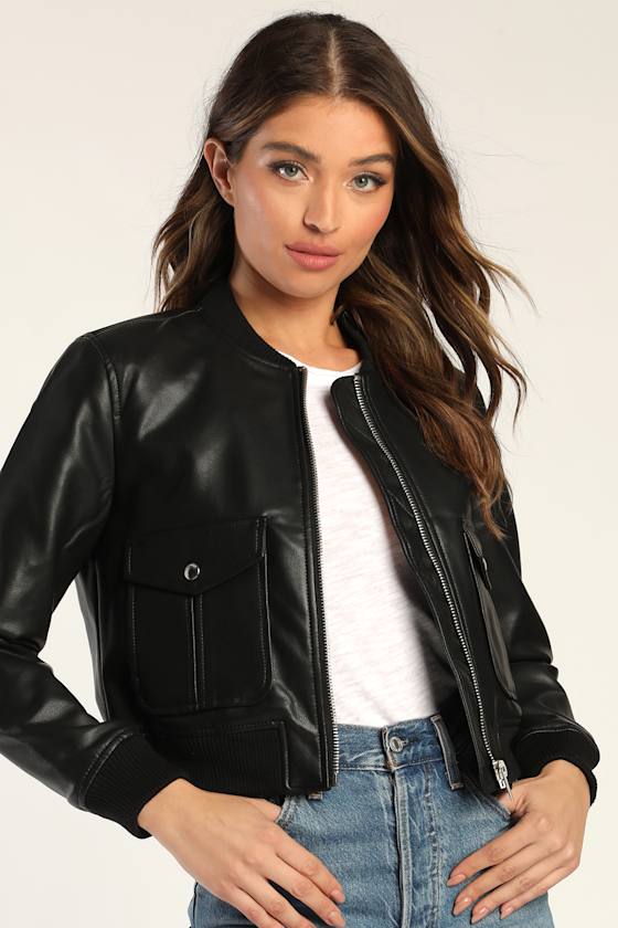 Blank NYC X Factor - Faux Leather Bomber - Black Bomber Jacket - Lulus
