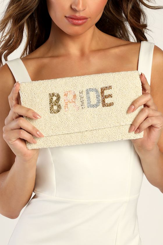 White Beaded Clutch - White Bridal Clutch - Bridal Accessories - Lulus