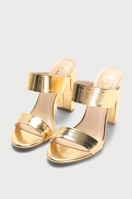 Cute Metallic Heels - High Heel Sandals - Gold Strap Heels - Lulus