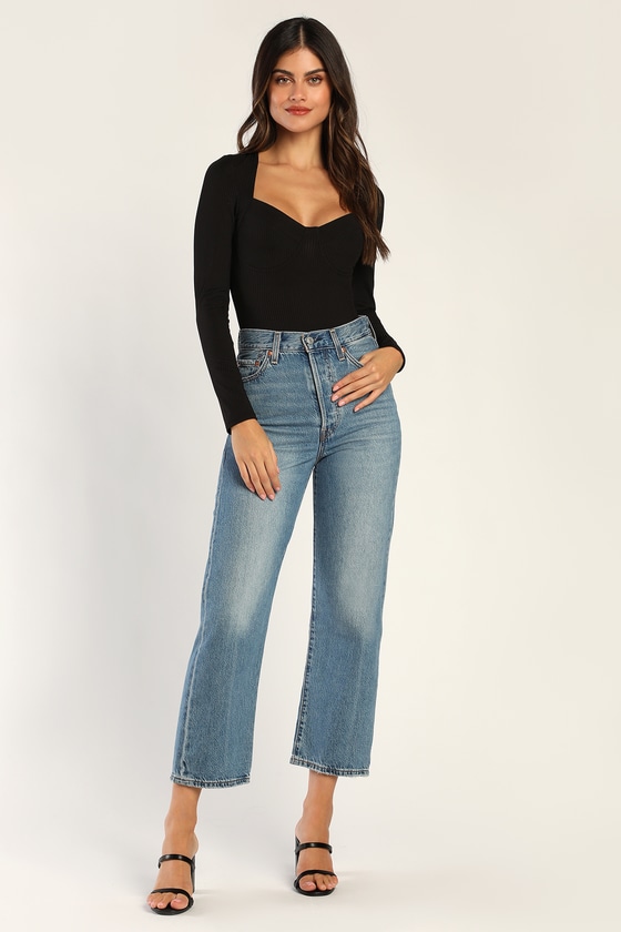Flirty Black Bodysuit Long Sleeve Bodysuit Bustier Bodysuit Lulus