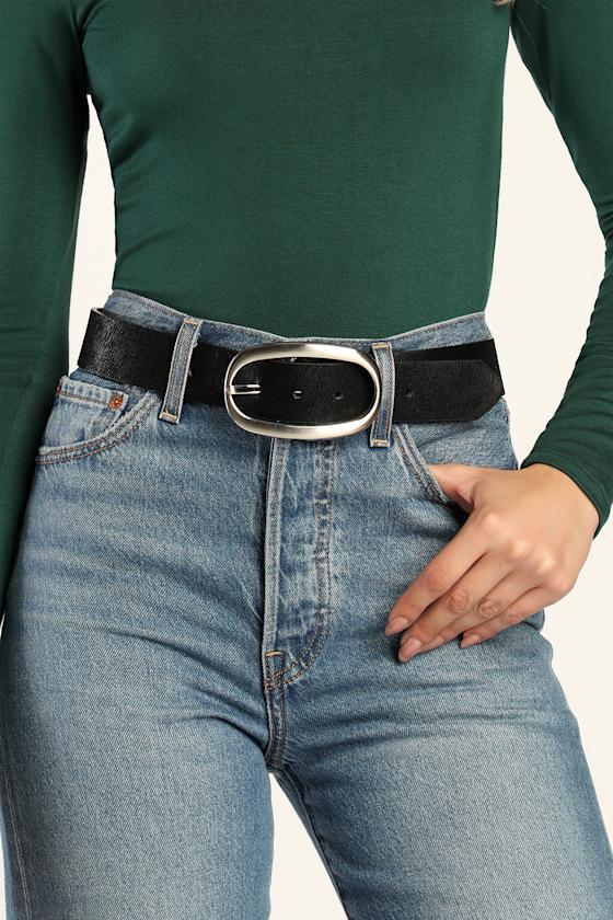 Black Faux Suede Belt - Wide Black Belt - Oversized Buckle Belt - Lulus