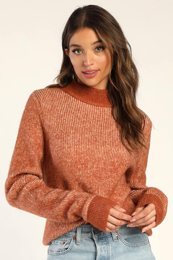 Rust Brown Sweater - Brown Pullover Sweater - Mock Neck Sweater - Lulus