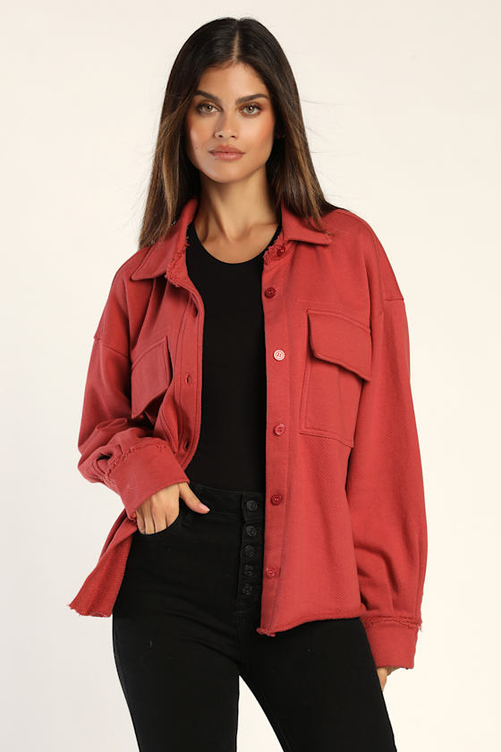 Rusty Rose Shacket - Pink Shirt Jacket - Oversized Shacket - Lulus