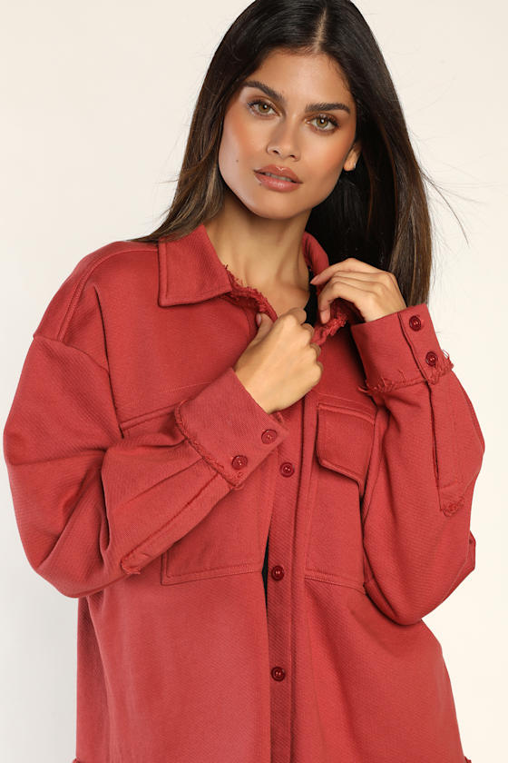Rusty Rose Shacket - Pink Shirt Jacket - Oversized Shacket - Lulus