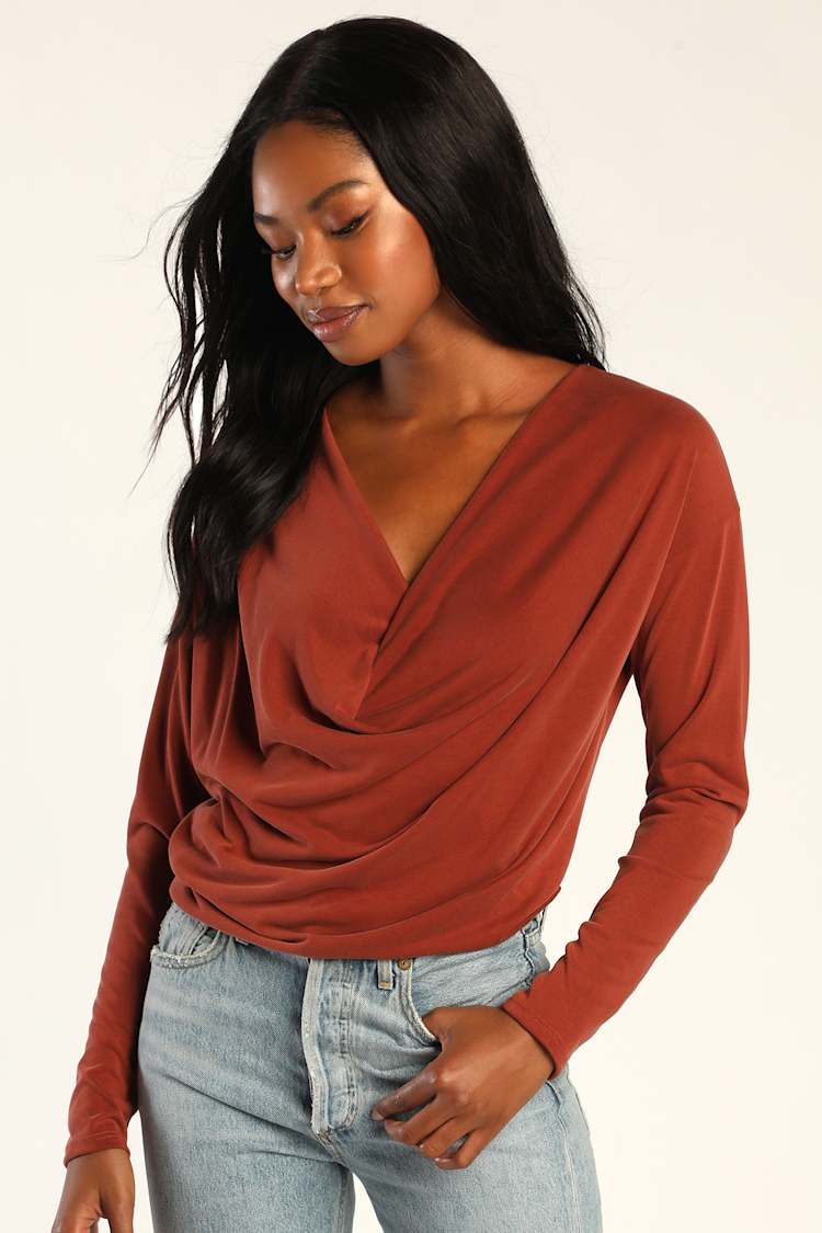 Orange Long Sleeve Tops