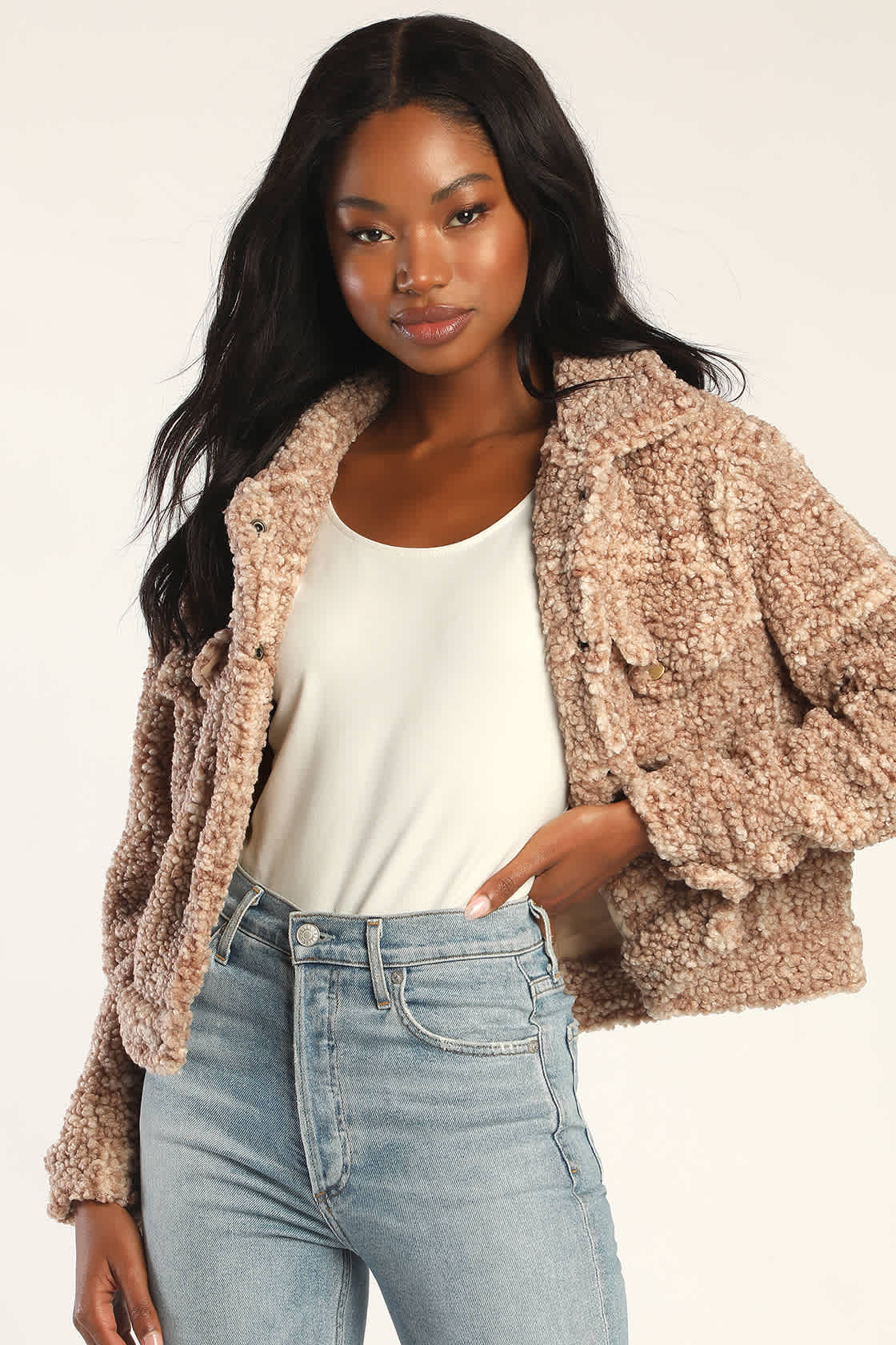 Brown and Ivory Shacket - Teddy Jacket - Teddy Shacket - Lulus