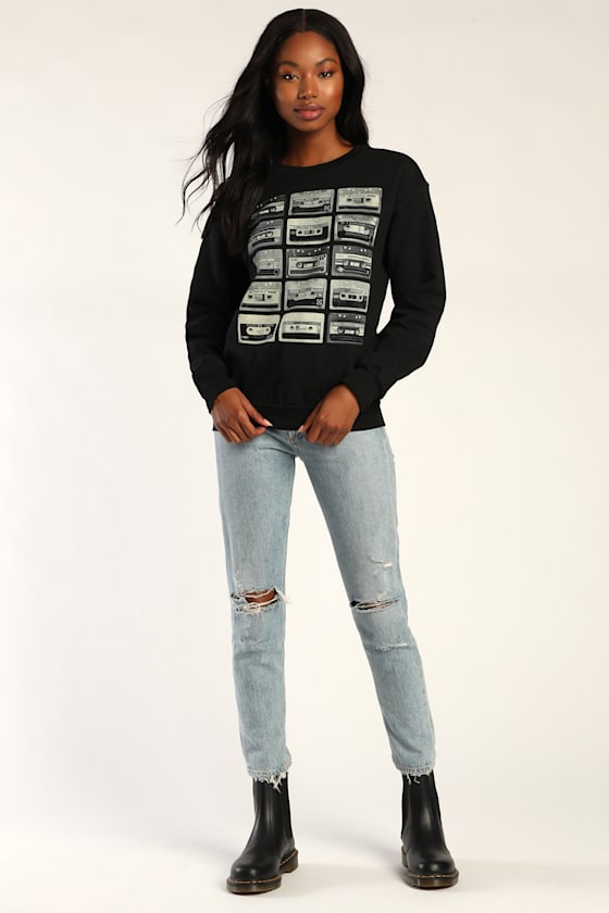 Prince Peter Cassette Sweatshirt - Black Graphic Pullover - Lulus