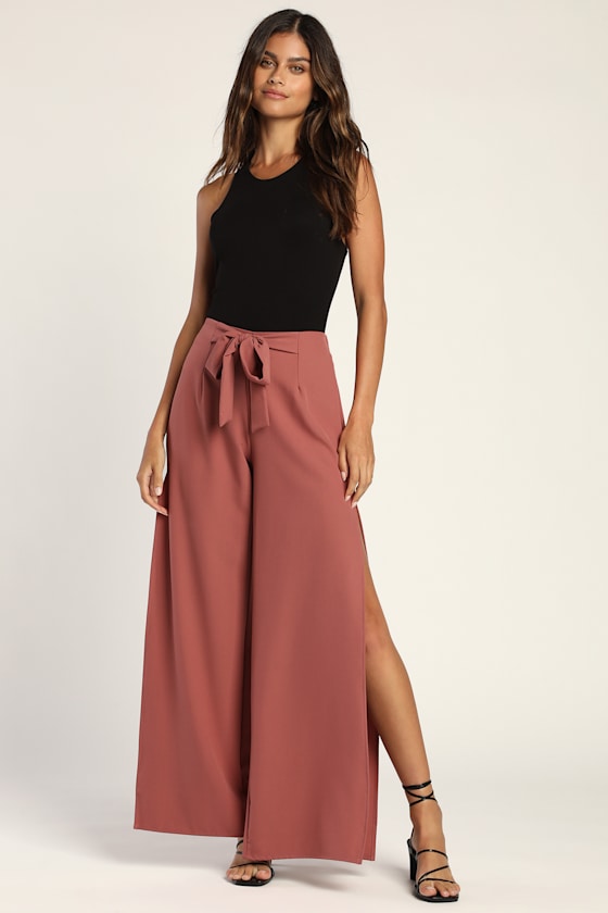 Chic Mauve Pants - Wide-Leg Pants - Side Slit Pants - Lulus