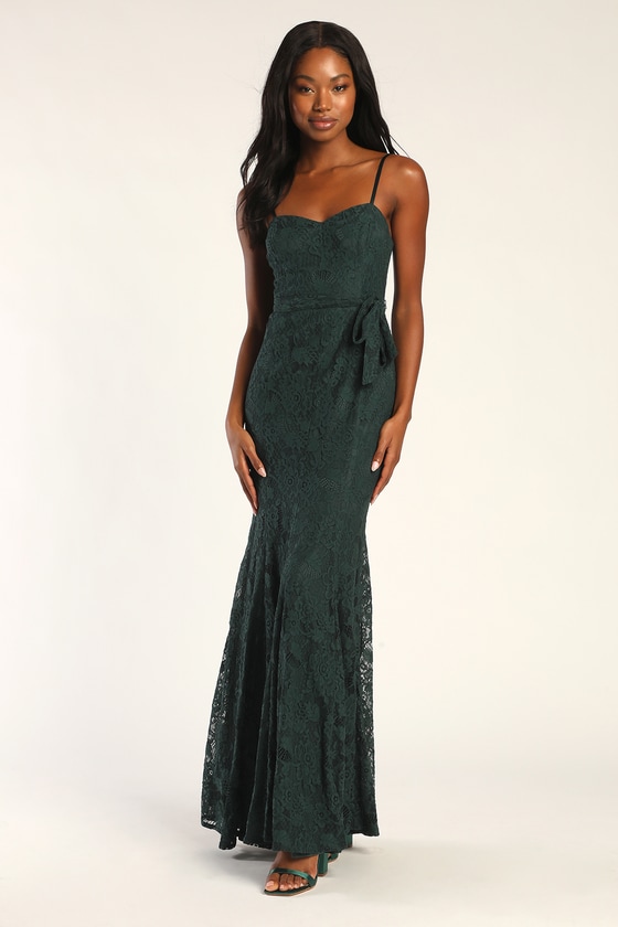 Emerald Lace Maxi Dress Mermaid Maxi Dress Belted Maxi Dress Lulus