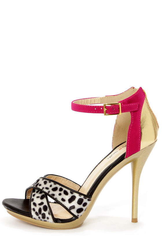 Promise Qasim Black Dalmatian Print Color Block High Heels - $38.00 - Lulus