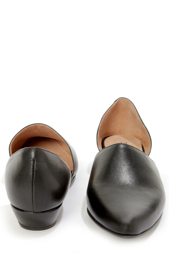 Sixtyseven Erin Black Leather D'Orsay Smoking Slipper Flats - $97.00