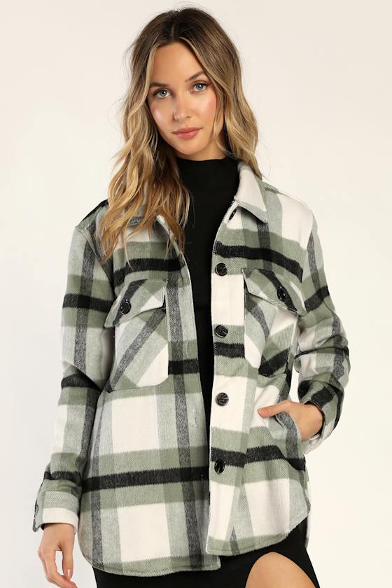Blank NYC Mountain Top - Plaid Shacket - Green Plaid Shacket - Lulus