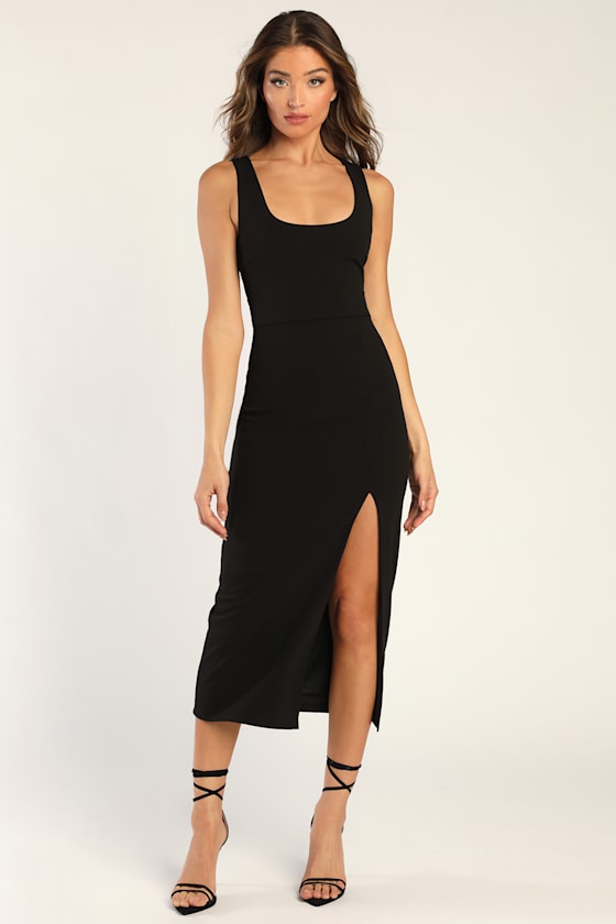 Sexy Black Dress - Bodycon Midi Dress - Cutout Midi Dress - Lulus