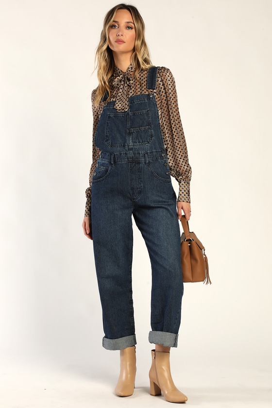 Free People Ziggy Dark Wash Overalls Denim Overalls Lulus