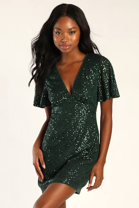 Emerald Green Sequin Dress - Sequin Dress - Green Cocktail Dress - Lulus