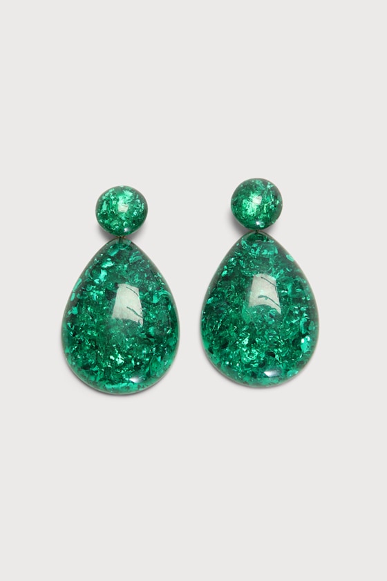 Emerald Green Earrings - Teardrop Earrings - Lucite Earrings - Lulus