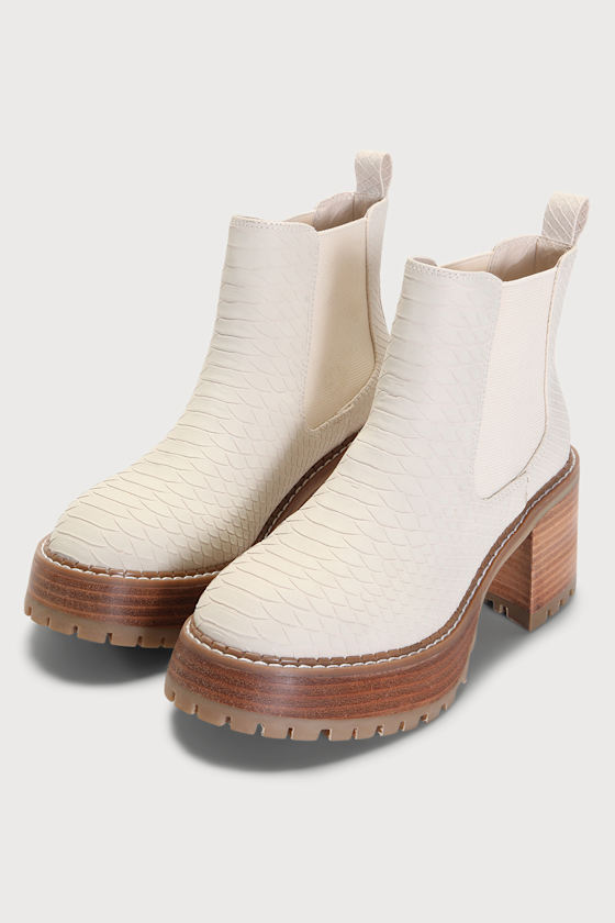 MIA Alejandro Ivory Boots - Snake-Embossed Boots - Chelsea Boots - Lulus