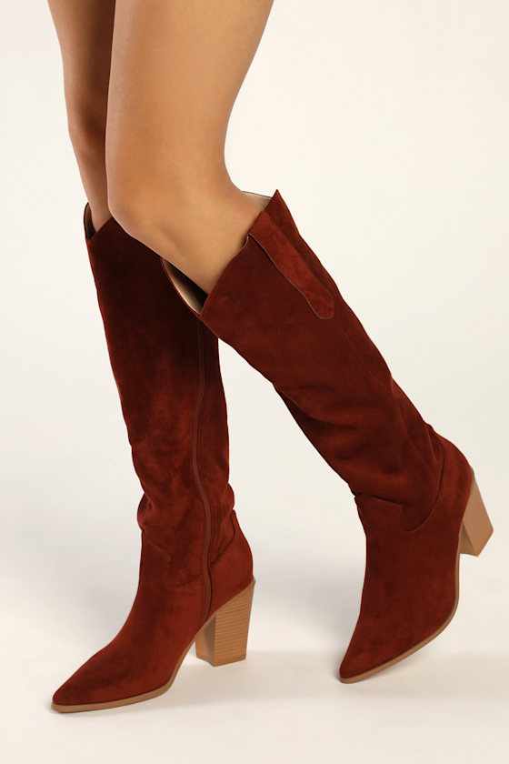 Cute Rust Boots - Knee-High Boots - Western-Inspired Boots - Lulus