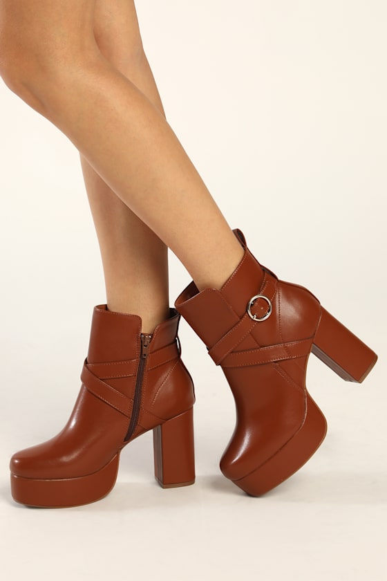 Brown Platform Booties - Brown Ankle Booties - Sexy Boots - Lulus