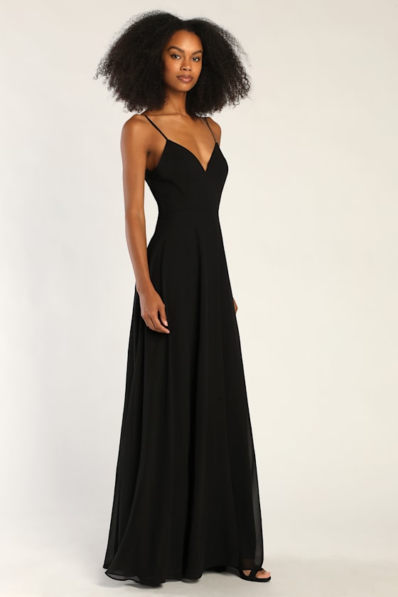 Glam Black Dress - Lace Maxi Dress - Button Back Maxi Dress - Lulus