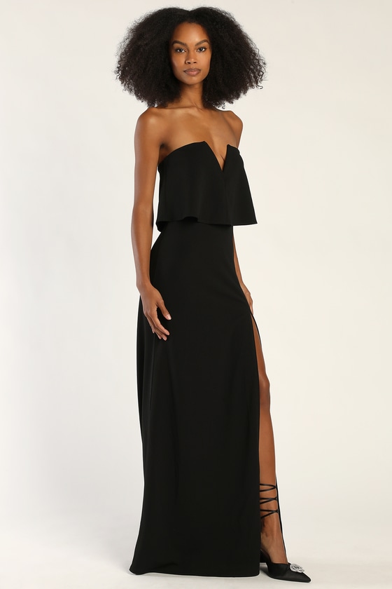 Sexy Black Dress Strapless Maxi Dress Mermaid Maxi Dress Lulus