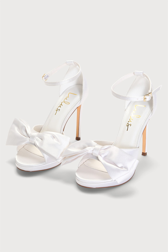 White High Heels - Satin High Heels - Bow High Heels - Lulus