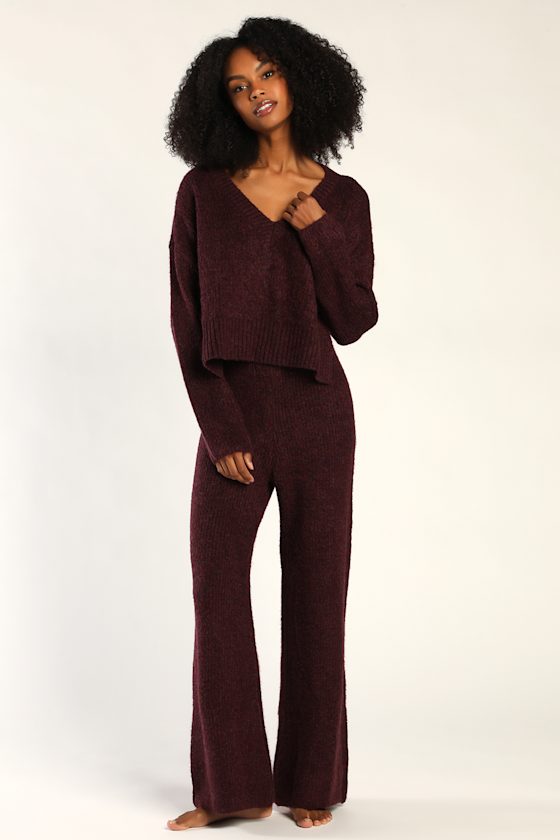 Plum Purple Knit Sweater - V-Neck Sweater Top - High-Low Sweater - Lulus