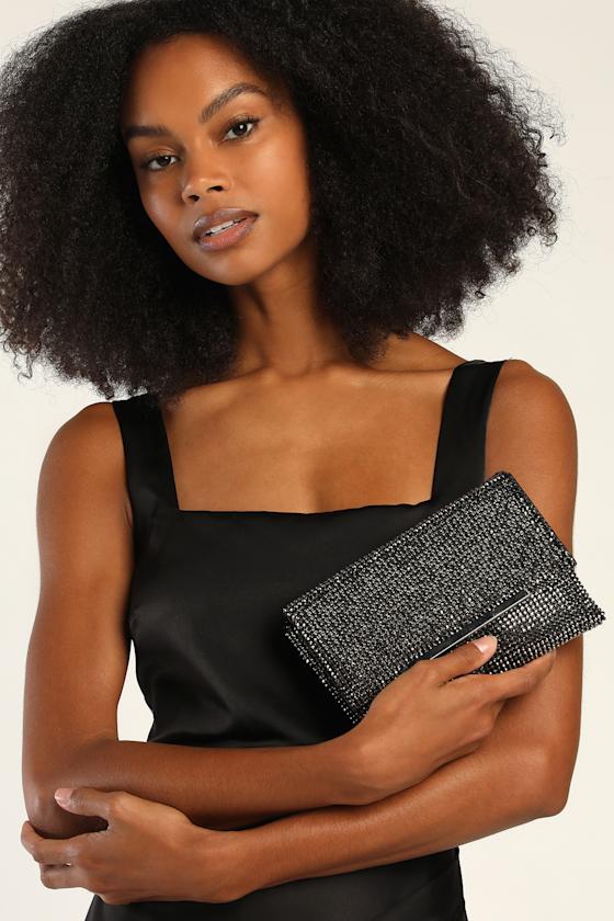 Shiny Silver Clutch - Rhinestone Clutch - Metallic Clutch - Lulus