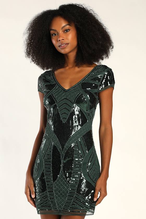 Emerald Green Mini Dress - Bodycon Dress - Sequin Dress - Lulus