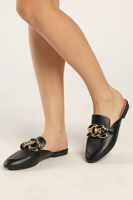 Slide-On Loafers - Black Loafer Slides - Black Slide-On Mules - Lulus