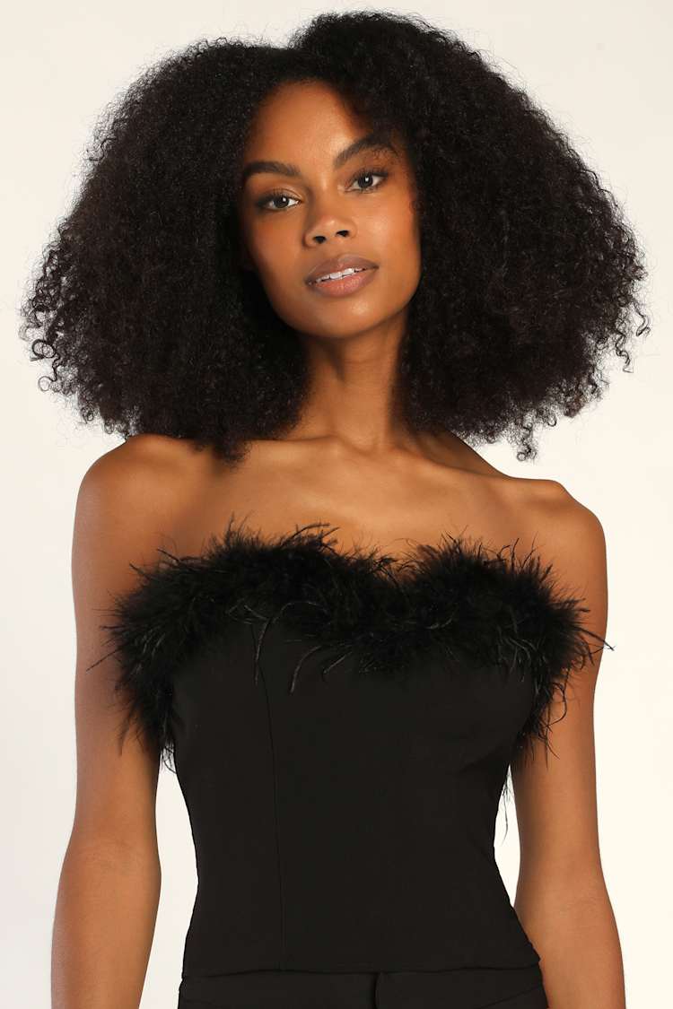 Black Strapless Crop Top