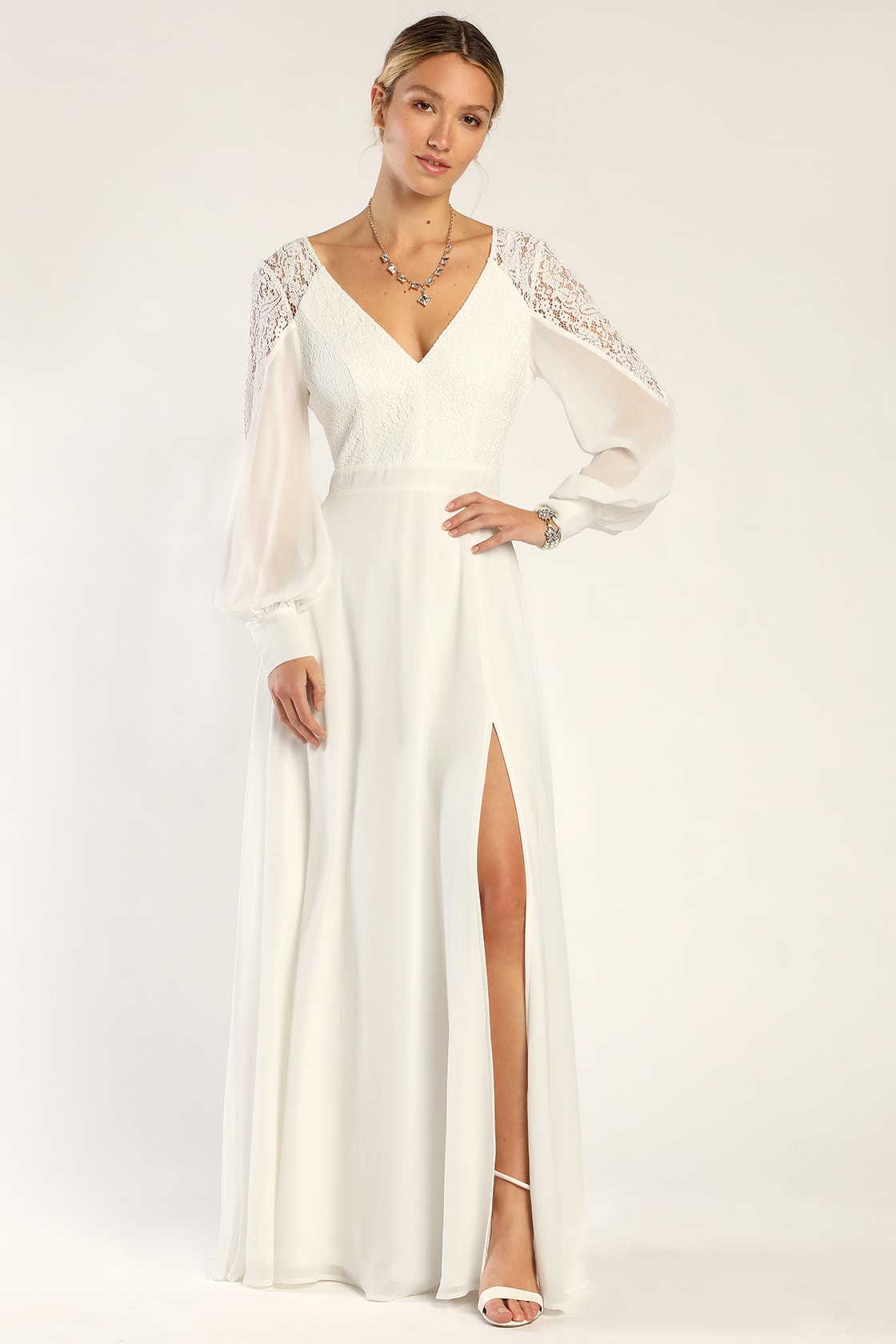 Lovely White Lace Dress Lace Maxi Dress Long Sleeve Dress Lulus