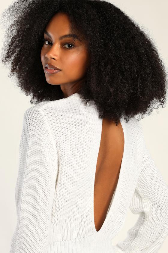 Chic Ivory Sweater - Knit Sweater - Backless Cropped Sweater - Lulus