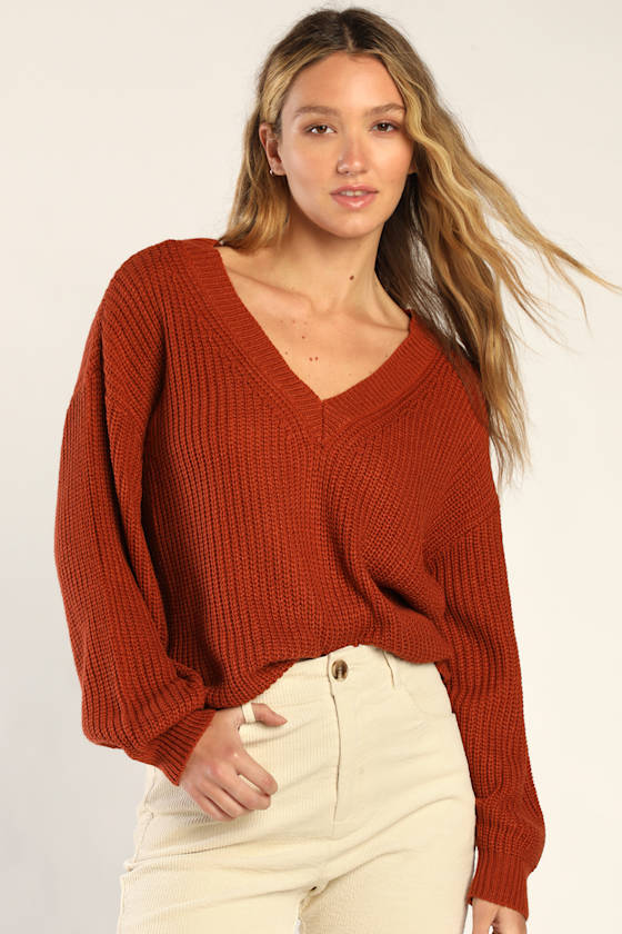 Rust Brown Sweater - Reversible Sweater - Pullover Sweater - Lulus