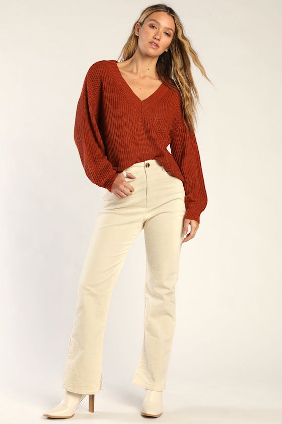 Rust Brown Sweater - Reversible Sweater - Pullover Sweater - Lulus