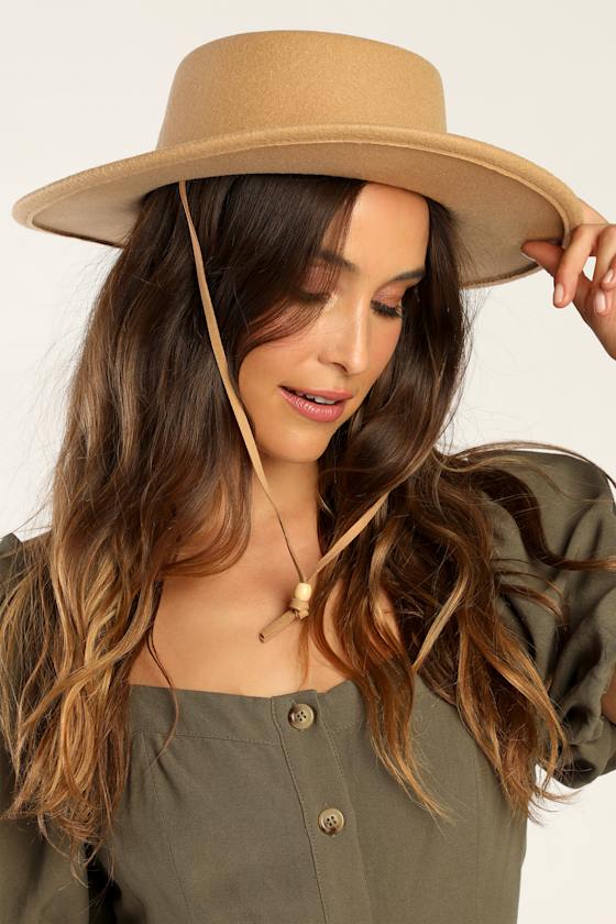 Four Buttons Hat - Light Brown Boater Hat - Faux Felt Hat - Lulus