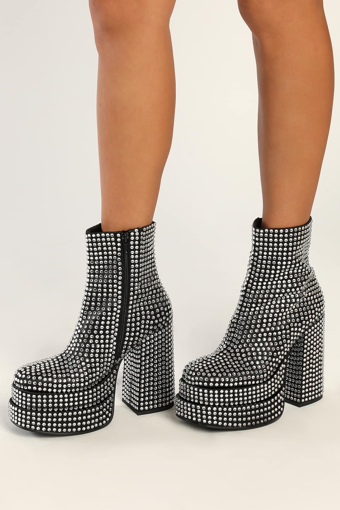 Steve Madden Cobra - Double-Platform Booties - Rhinestone Boots - Lulus