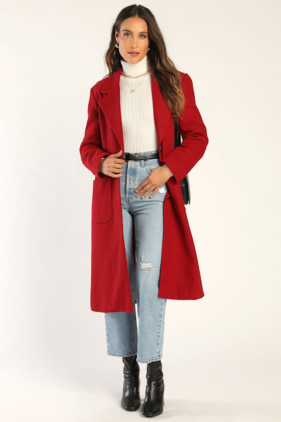 Wine Red Coat - Long Coat - Oversized Coat - Felt Coat - Lulus