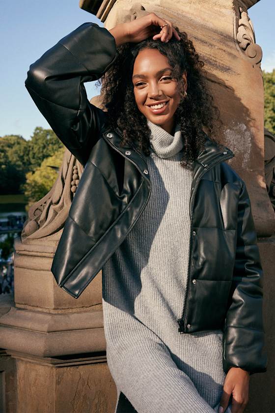 Grey Sweater Dress - Turtleneck Dress - Turtleneck Sweater Dress - Lulus