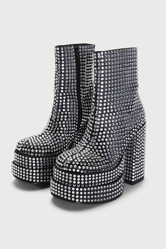 Steve Madden Cobra - Double-Platform Booties - Rhinestone Boots - Lulus