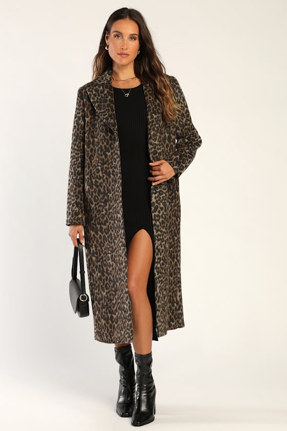 Brushed Print Coat - Animal Print Coat - Leopard Print Coat - Lulus