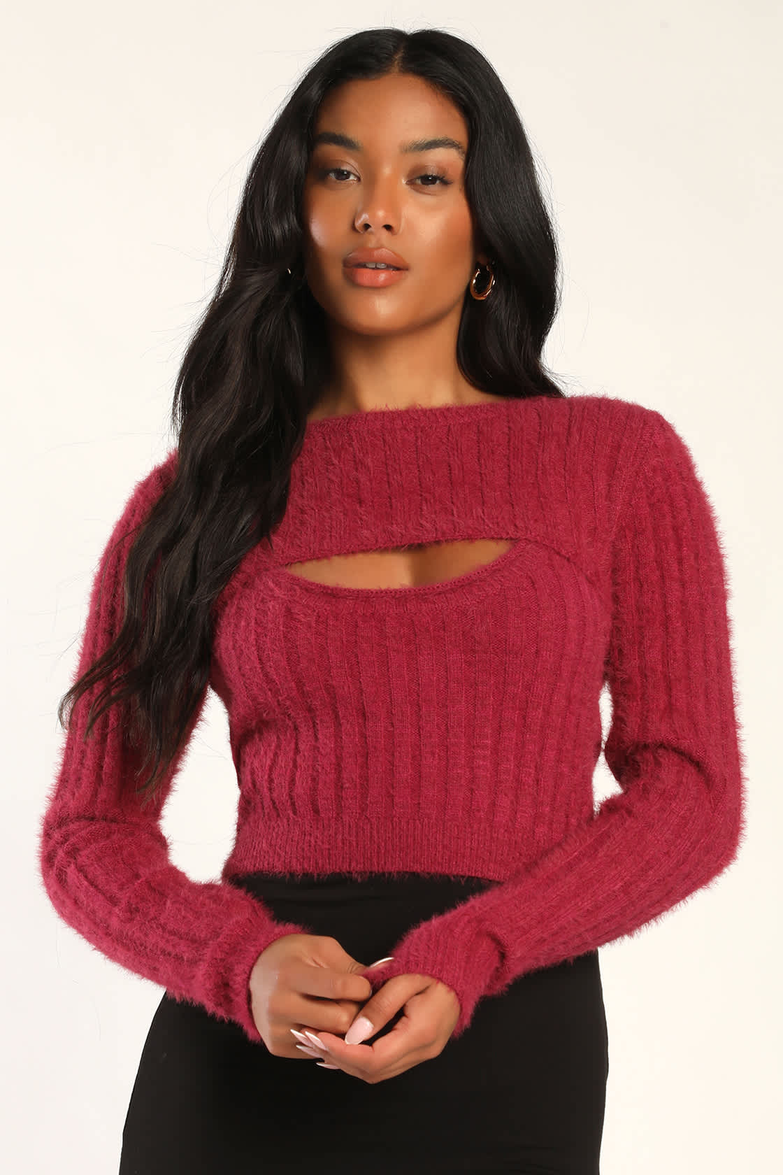 Plum Sweater Top - Eyelash Knit Top - Two-Piece Sweater Top - Lulus