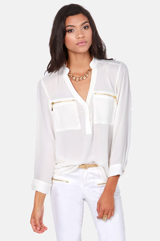 Cute White Top - Long Sleeve Top - Sheer Top - $49.00 - Lulus