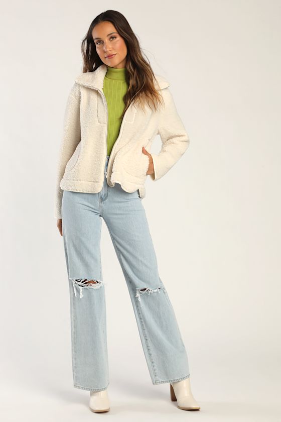 Cream Teddy Jacket - Faux Fur Jacket - Fuzzy Jacket - Lulus