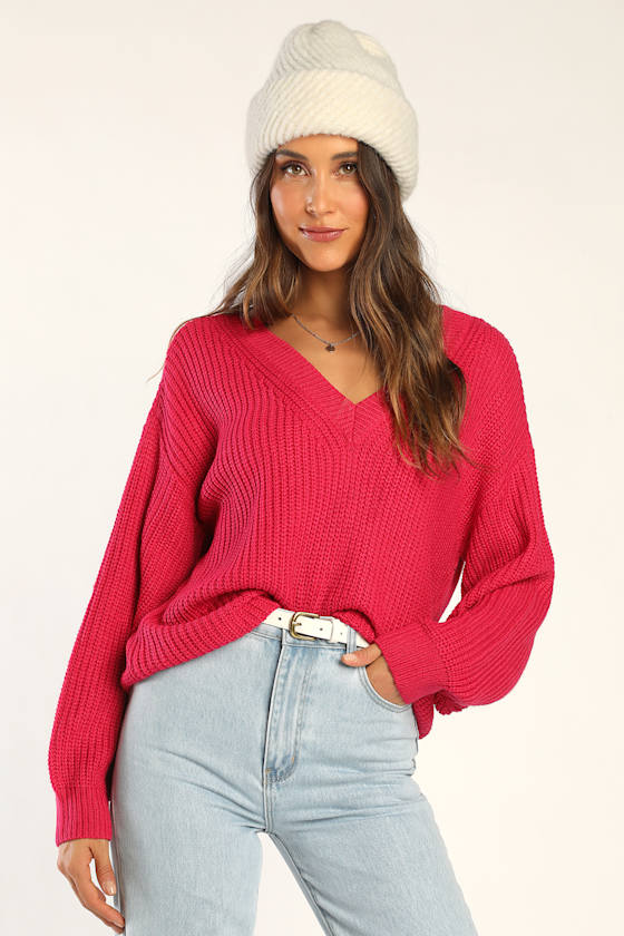 Hot Pink Sweater - Reversible Sweater - Pullover Sweater - Lulus