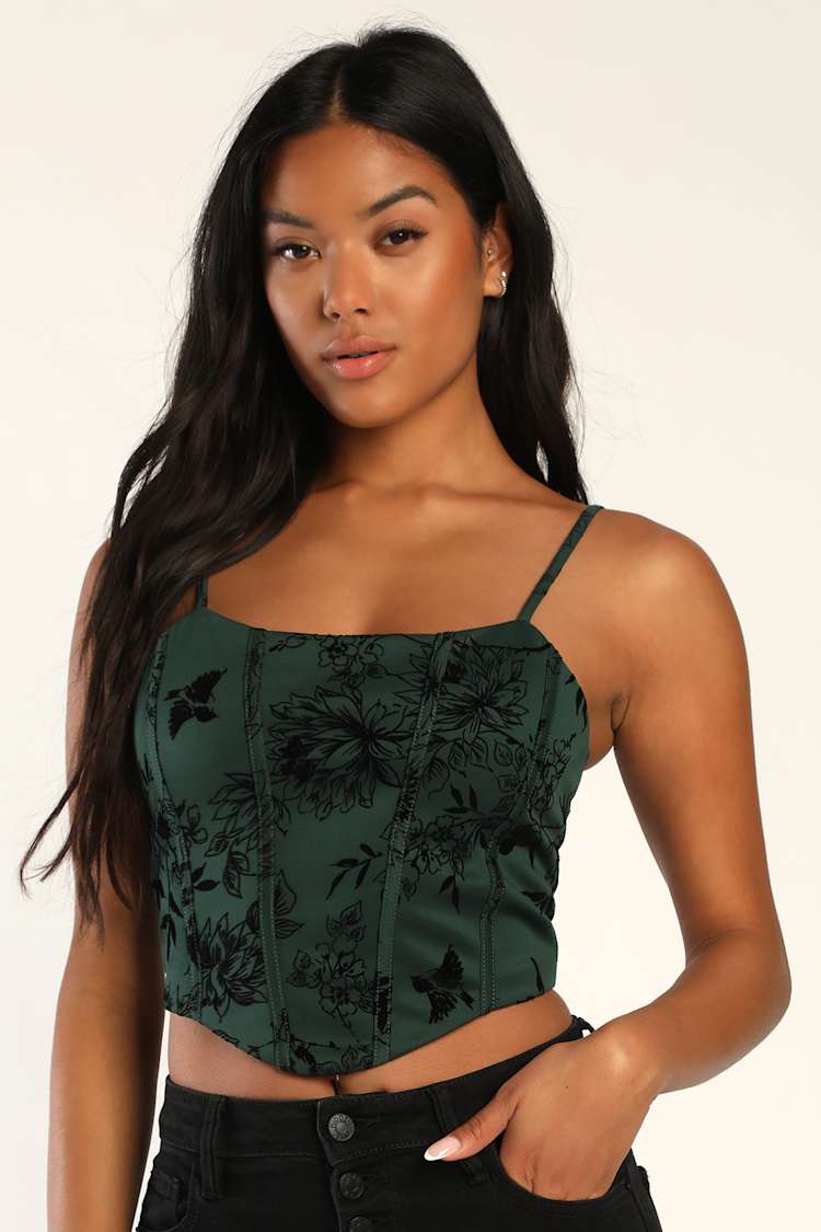 Green Bustier Crop Top