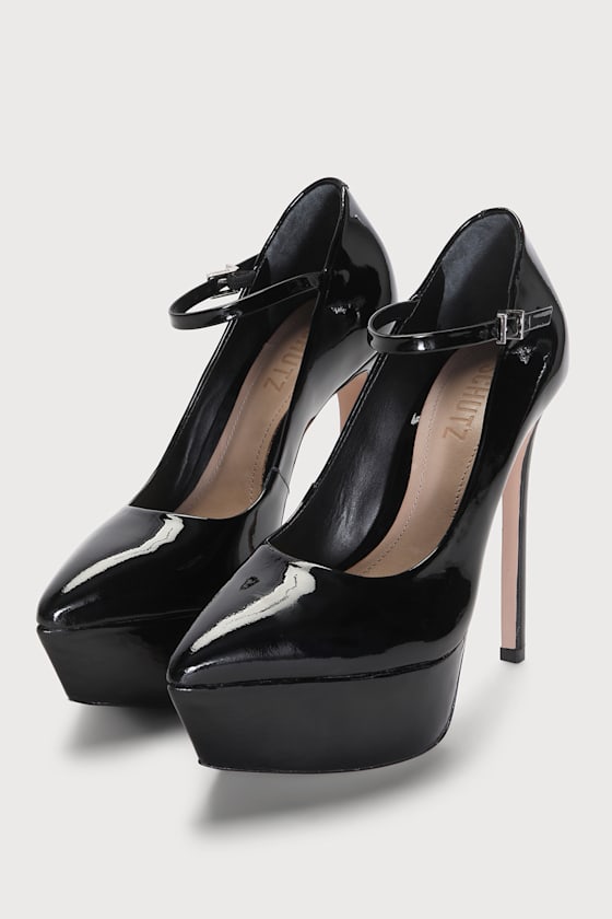 Schutz Kaia Patent Pumps - Black Platform Pumps - Patent Pumps - Lulus