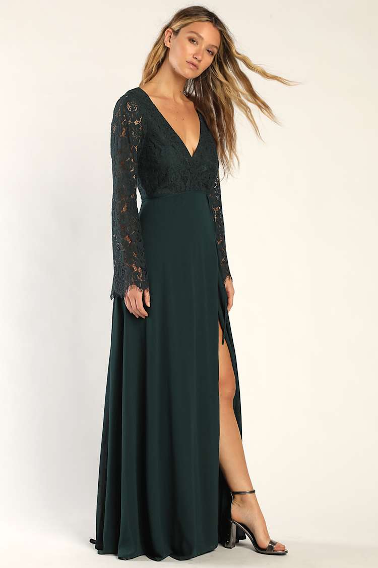 Emerald Lace Long Dress