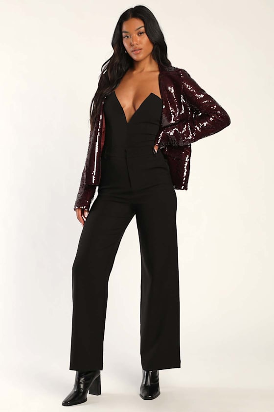 Burgundy Sequin Blazer - Shiny Blazer - NYE Outfits - Lulus